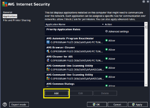 Configure AVG Firewall